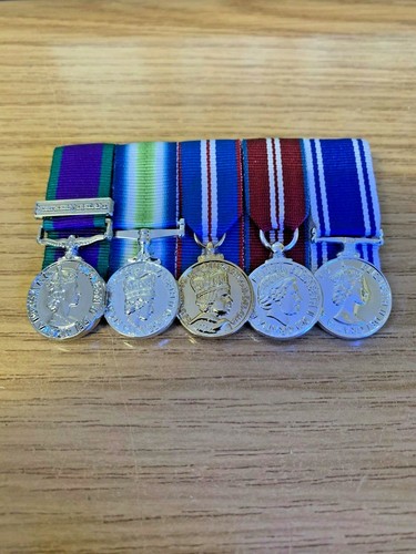 5 BRANDNEW MINI MEDALS COURTMOUNTED, GSM NI, FALKLANDS, QGJM, QDJM ...