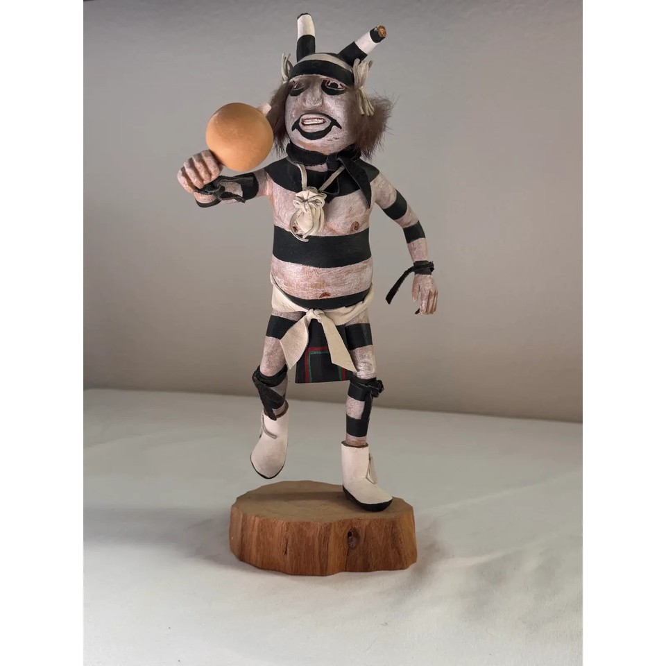 Hopi Koshare Clown Kachina Doll by Grover Late 20th Century Hand-Carved ...