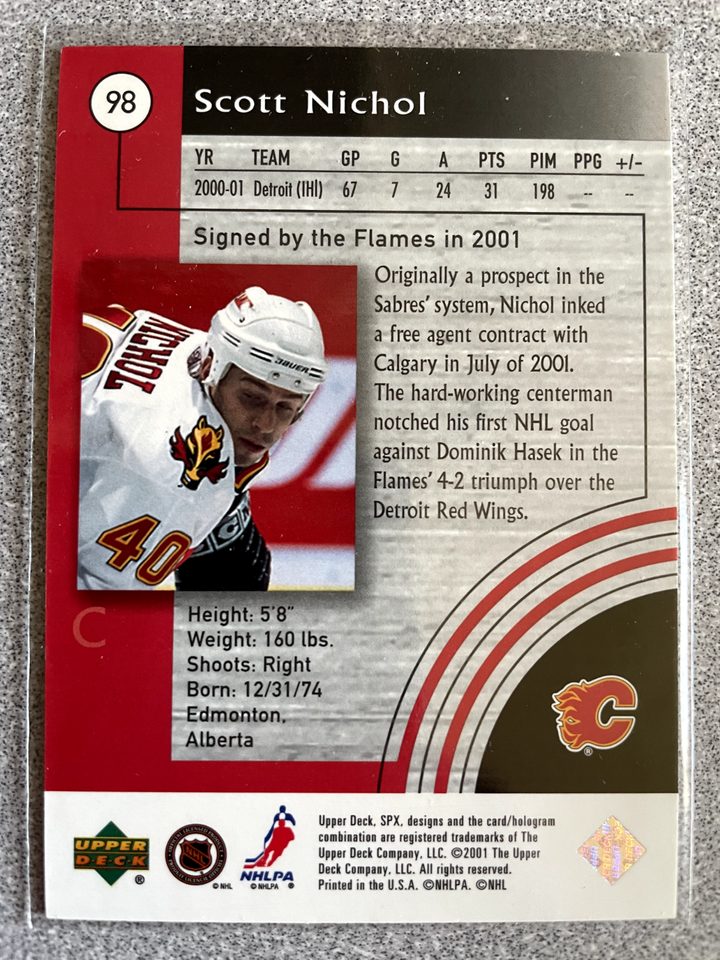 2001-02 SPx Scott Nichol Rookie Card /999 #98 Flames | eBay