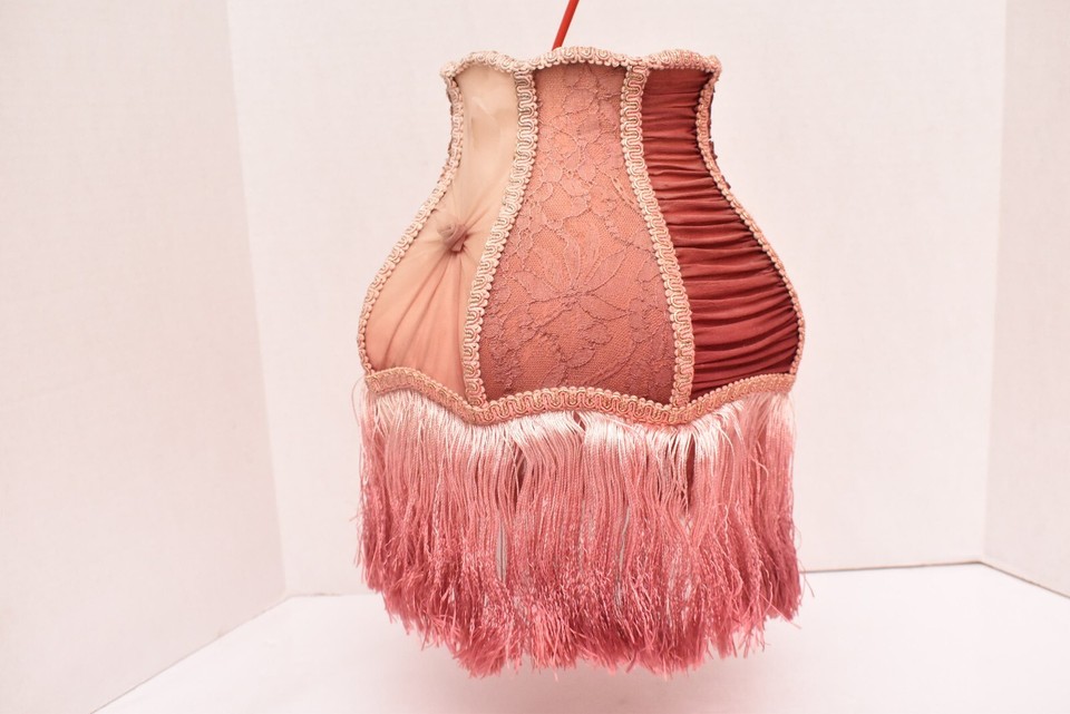 VTG Victorian French Style Lamp Shade Art Nouveau W Fringe embroidered ...