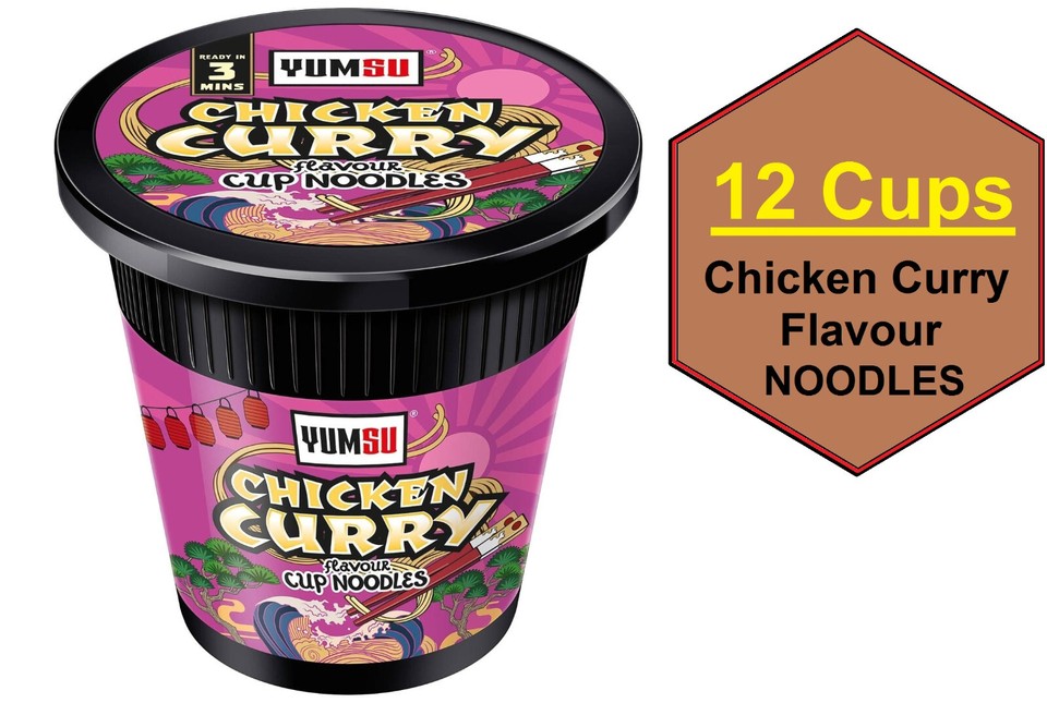 12pk Yumsu Cup Instant Noodles Chicken Curry Flavour Instant Noodles ...