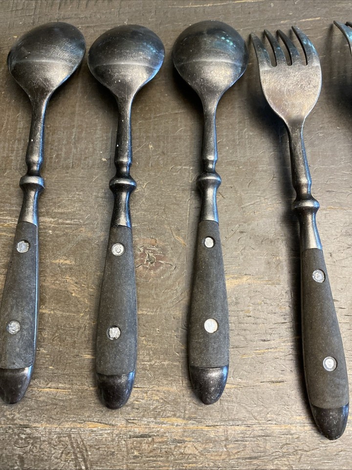 30Pc Stainless Black Bistro Rivet Handles All Are Distressed Sold As-Is ...