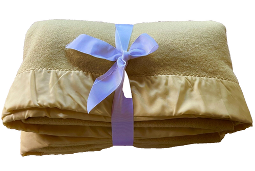 Vtg C1970s Lemon Yellow Satin Edged Pure Wool Twin Blanket Cover, Retro ...