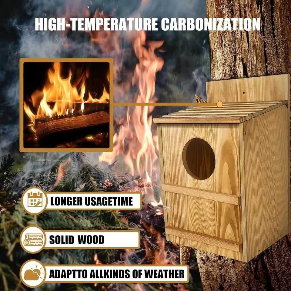 Owl House-Wooden Owl Box Owl Houses for Outdoors Suitable for Barn Owl ...