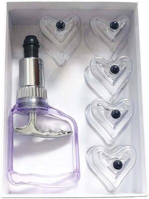 5Pcs Heart Shaped Cupping Cups 1 Cupping Gun Plastic Vacuum Cupping ...