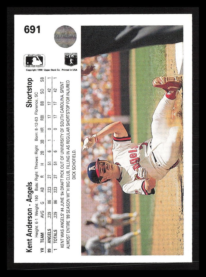 Kent Anderson 1990 Upper Deck #691 California Angels | eBay