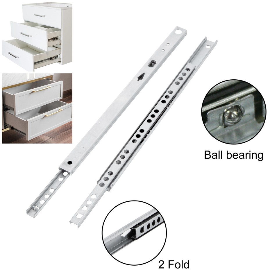 Metal Drawer Runners Ball Bearing 17/27mm Grooved Draw Kitchen Cupboard ...