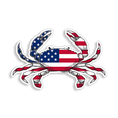 USA Crab Sticker American Flag Beach Cup Laptop Car Vehicle Window ...