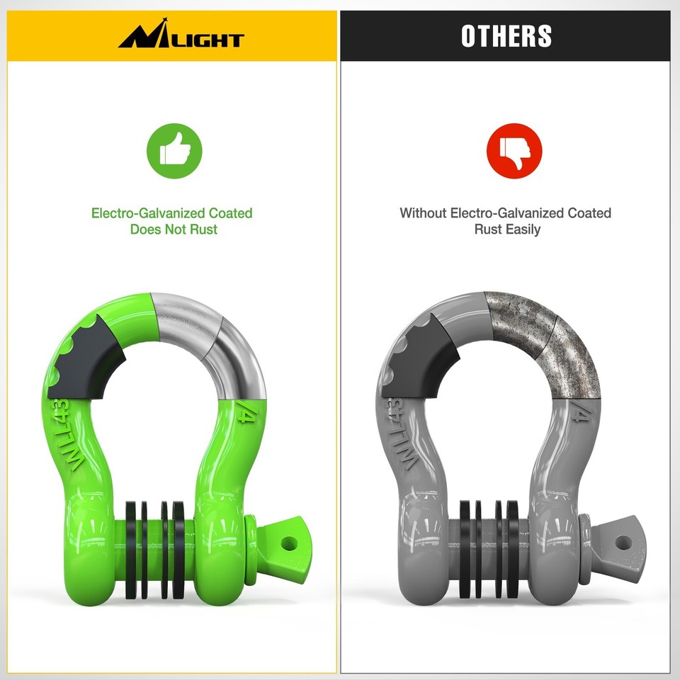 Nilight 3/4" D-Ring Shackles Heavy Duty Off Road Recovery Shackle Green ...