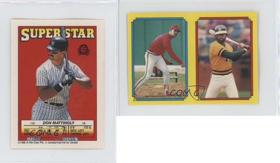 1988 Super Star Sticker Backs Don Mattingly Todd Worrell Alfredo ...