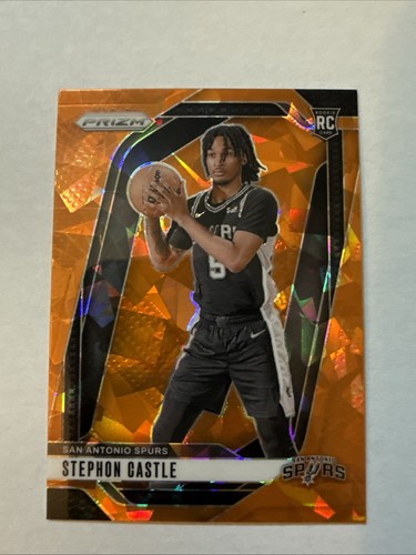 2024-25 Prizm Basketball STEPHON CASTLE Orange Cracked Ice RC Spurs 🔥 ...