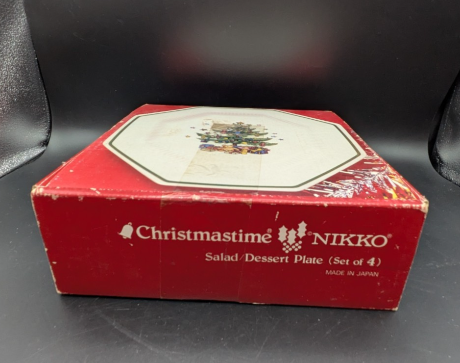 Nikko CHRISTMASTIME Salad Dessert Plates Set of 4 in Box Octagon Dish 8 ...