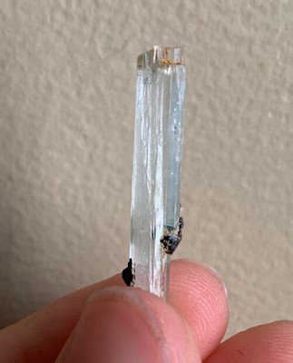 7.10 Ct AQUAMARINE Crystal Black Tourmaline Pakistan NATURAL Blue Beryl ...