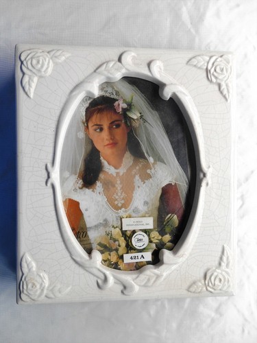 Vintage Fetco Ceramic White Rose Wedding Photo Picture Frame Album | eBay