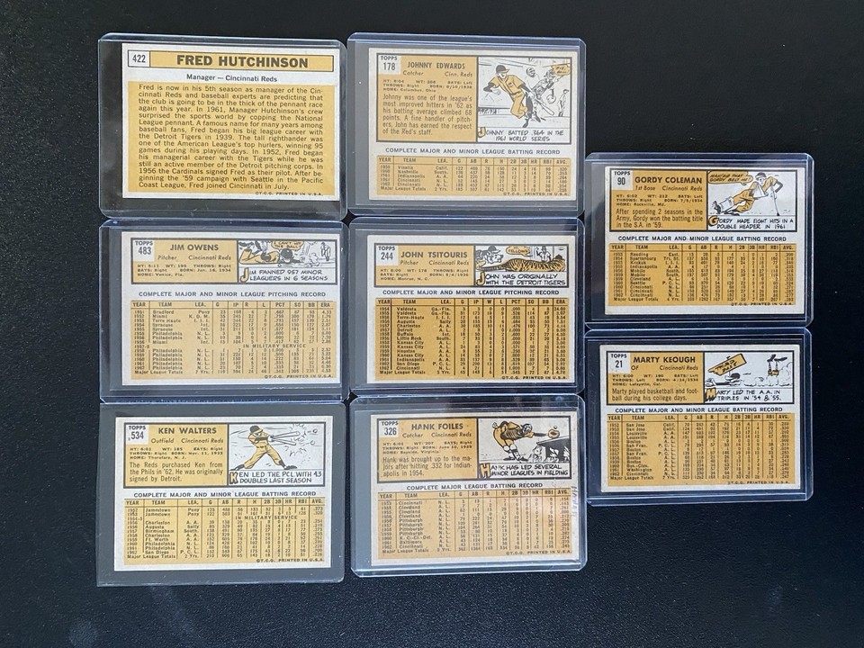 1963 Topps Cincinnati Reds Lot Of 8 See Pics For Players Numbers ...