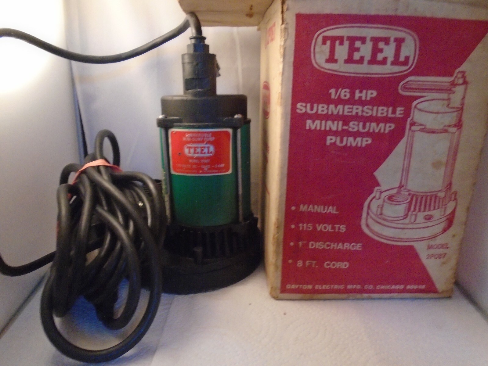 TEEL 1/6 HP SUBMRSIBLE MINI-SUMP PUMP 115V - 1'' DISCHARGE MODEL ...