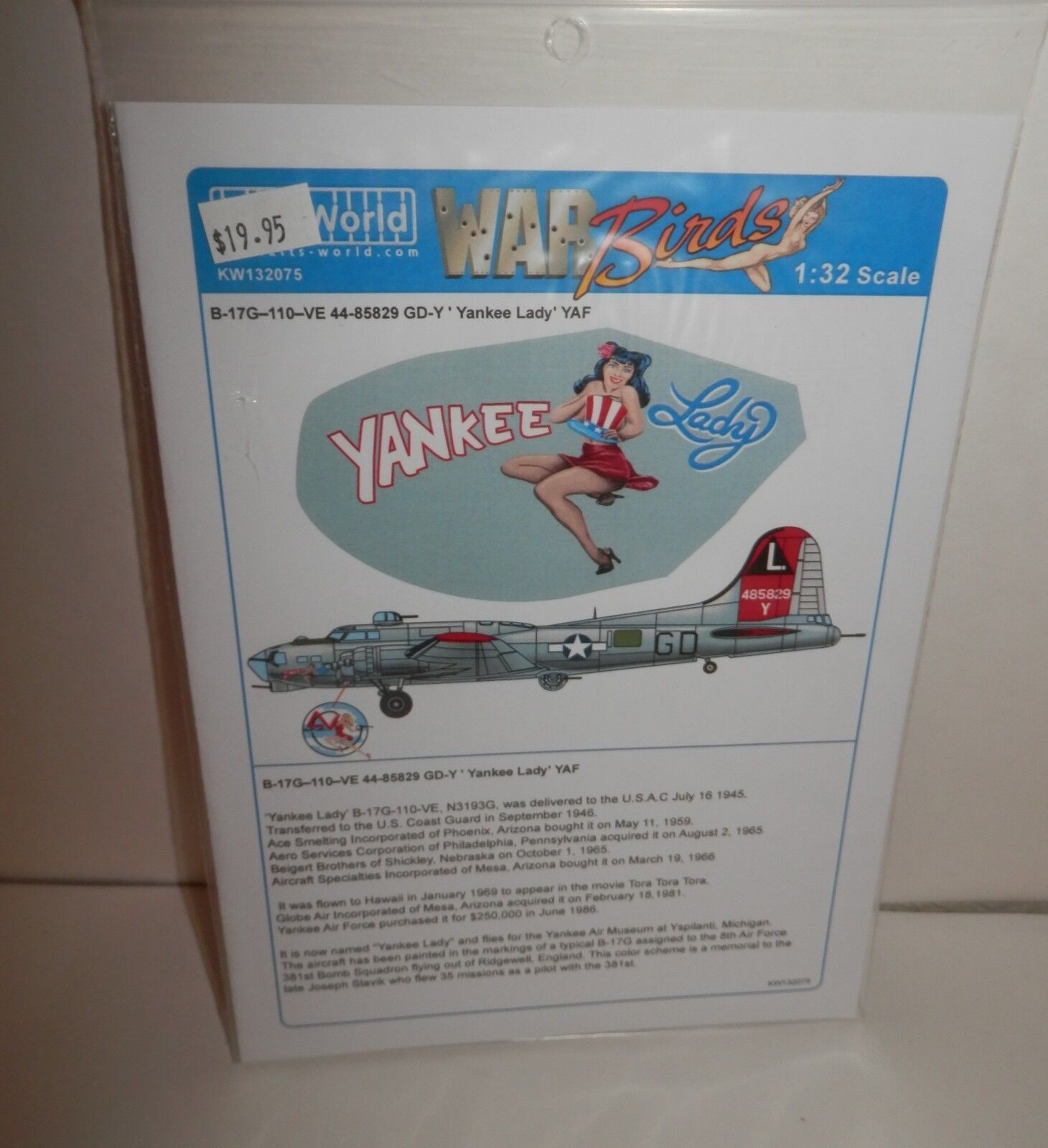 Kits-World 1:32 War Birds B17G Yankee Lady Decals #KW132075 NIP | eBay