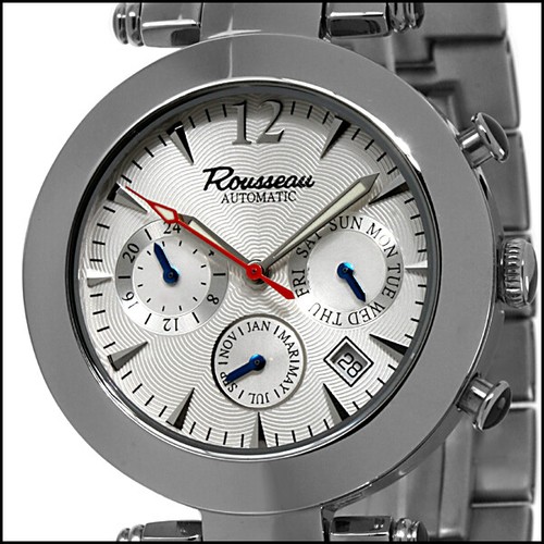 ROUSSEAU ALLEGRETTO MEN'S 22J AUTOMATIC WATCH NEW $995 SILVER DIAL | eBay