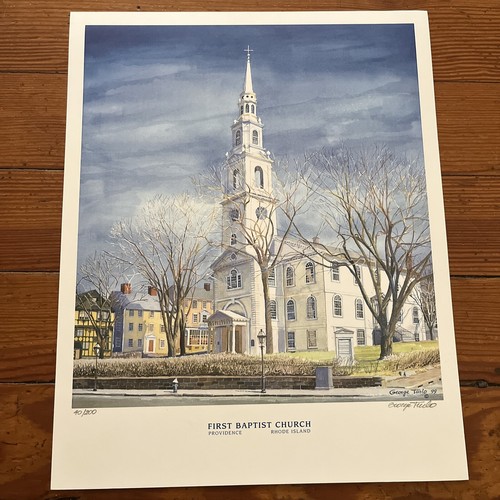 PENCIL SIGNED GEORGE TURLO LITHO PROVIDENCE RI FIRST BAPTISM CHURCH ...