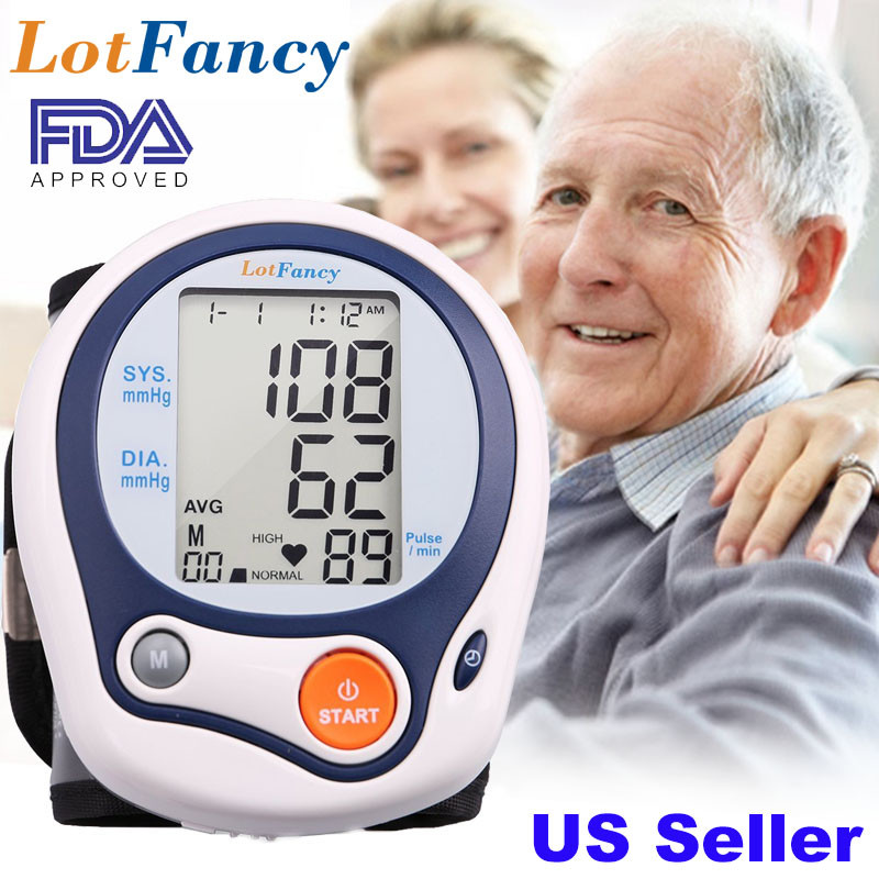 Automatic Wrist Blood Pressure Monitor BP Cuff Heart Rate Tester Meter ...