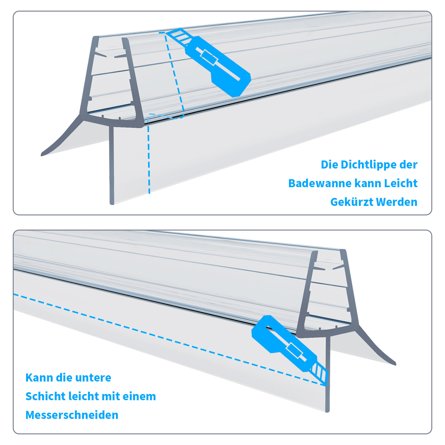 2 Stück Duschdichtung 6mm 8mm 4mm 5mm 7mm Glas Wasserabweiser ...