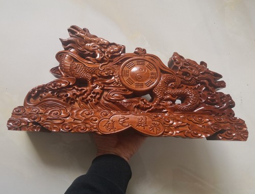 Chinese Peach Wood Sword Display Rack Dragon Knife Dagger Holder Stand ...