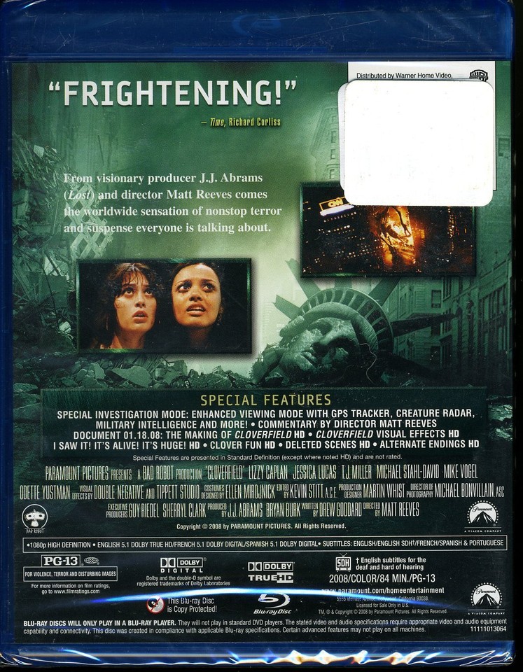 Cloverfield (2008) Blu-ray Brand New & Sealed! Lizzy Caplan Jessica ...