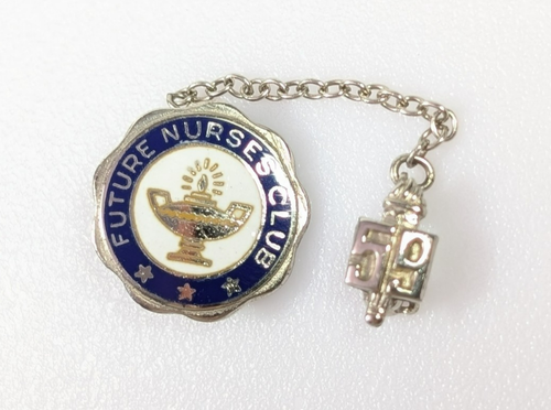 Vtg Sterling 1959 Future Nurses Club Lapel Pin With Chain FNC Honor ...