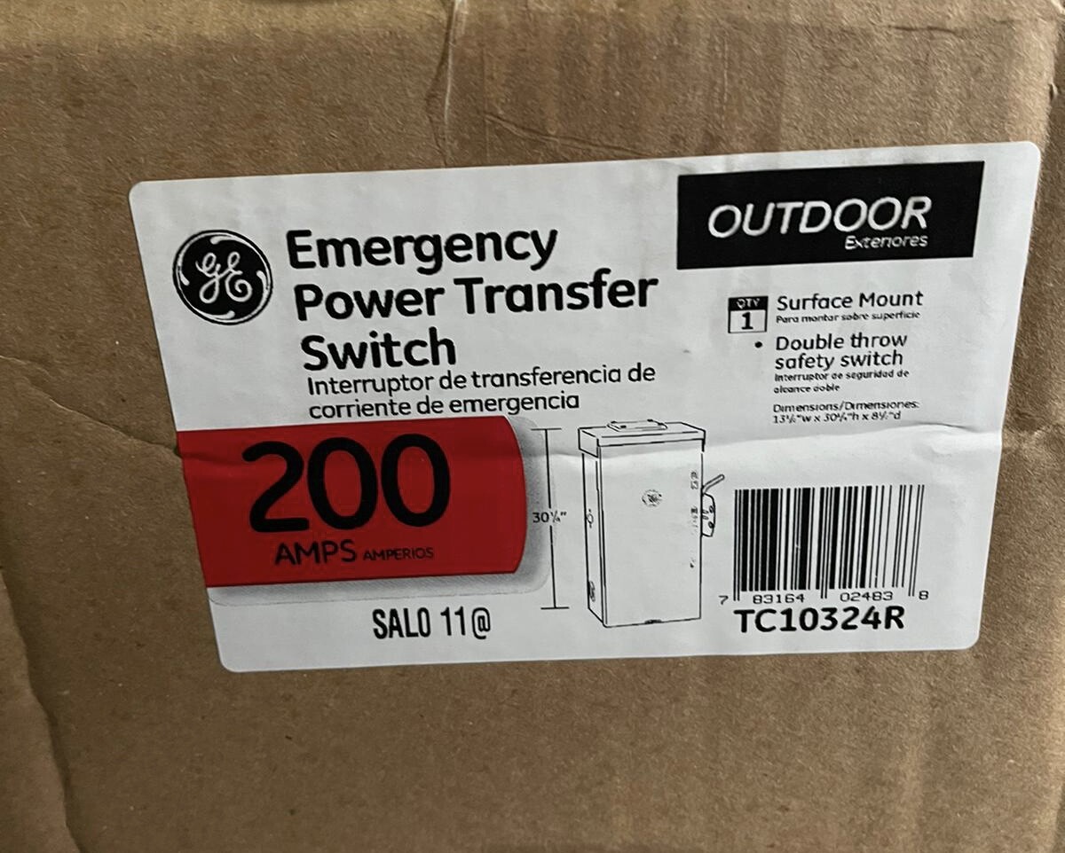 GE 200 AMP MANUAL EMERGENCY POWER TRANSFER SWITCH 240V DOUBLE THROW ...