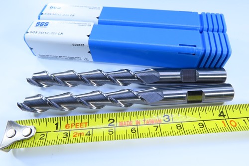 LOT ( 2 ) NEW 3/8" SGS KYOCERA 34513 LONG 4" LENGTH SOLID CARBIDE ...