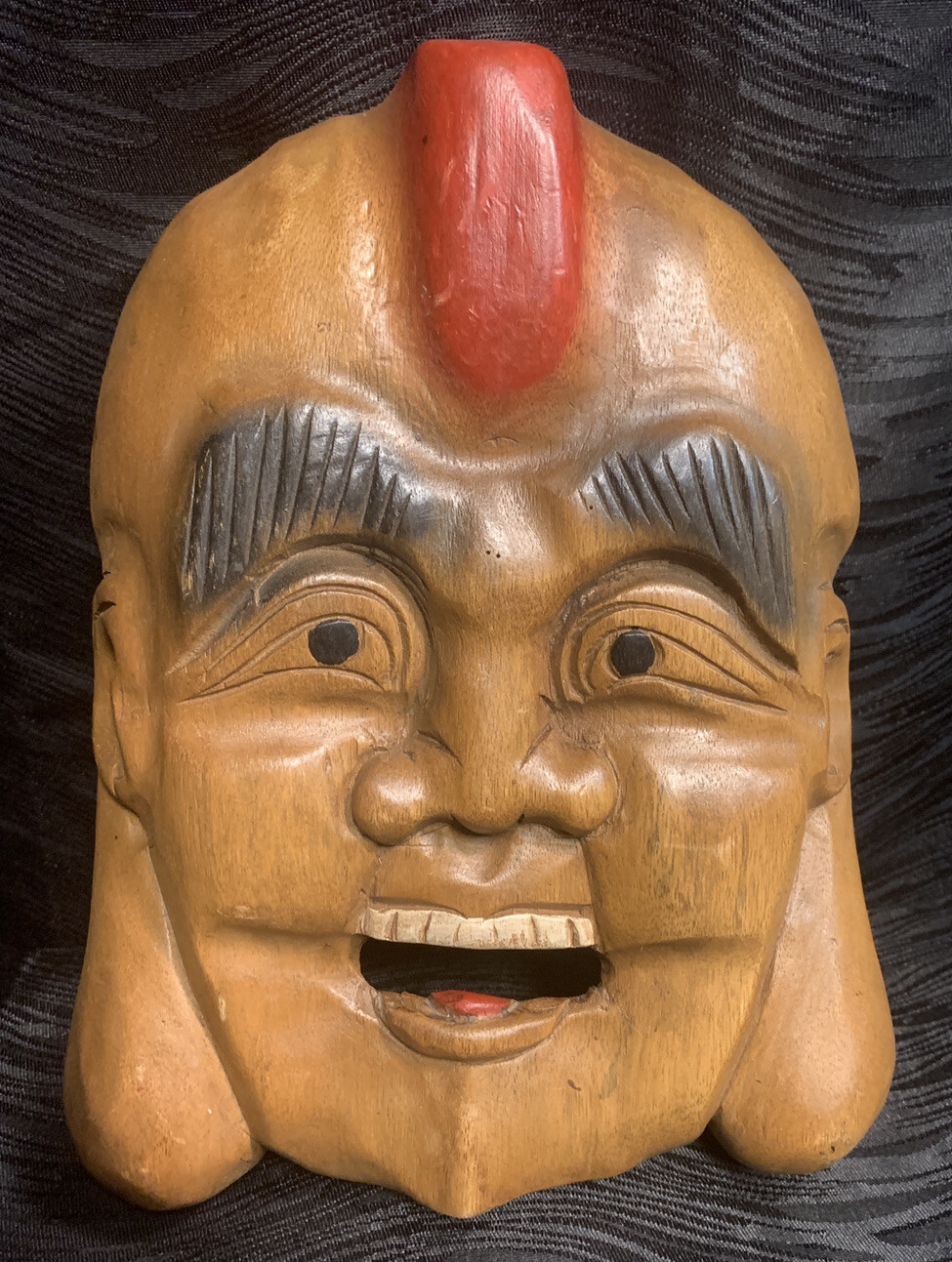 Vtg Mask Wood Hand Carved 10" Buddha Tribal Laughing Mask Rare Asian | eBay