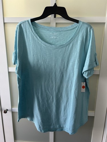 NEW! Womens Talbots Plus Size 1X ~ Short Sleeve Top ~ Light Blue ...