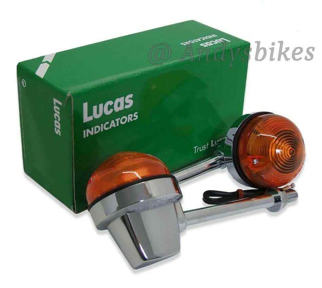 Genuine pair of Lucas long arm indicator lights L874 Long Stem Triumph ...