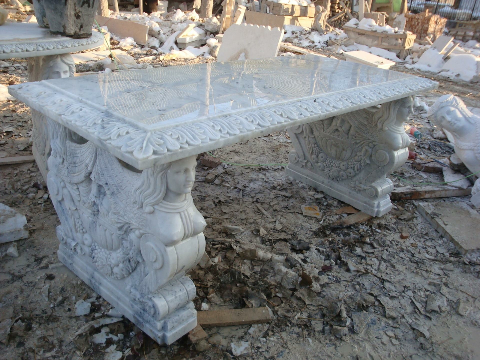 INCREDIBLE CARVED MARBLE ESTATE FIGURATIVE DESK - TABLE - ZO65 | eBay