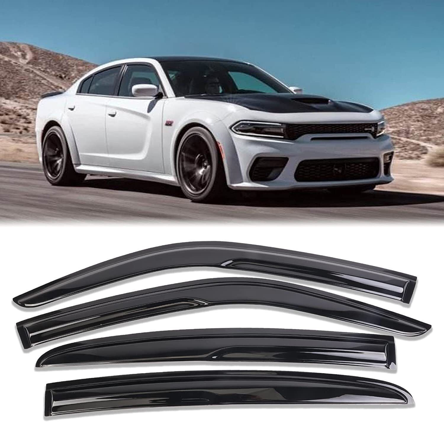 Fit For 2011-2022 Dodge Charger Acrylic Window Visors Sun Rain Guards ...