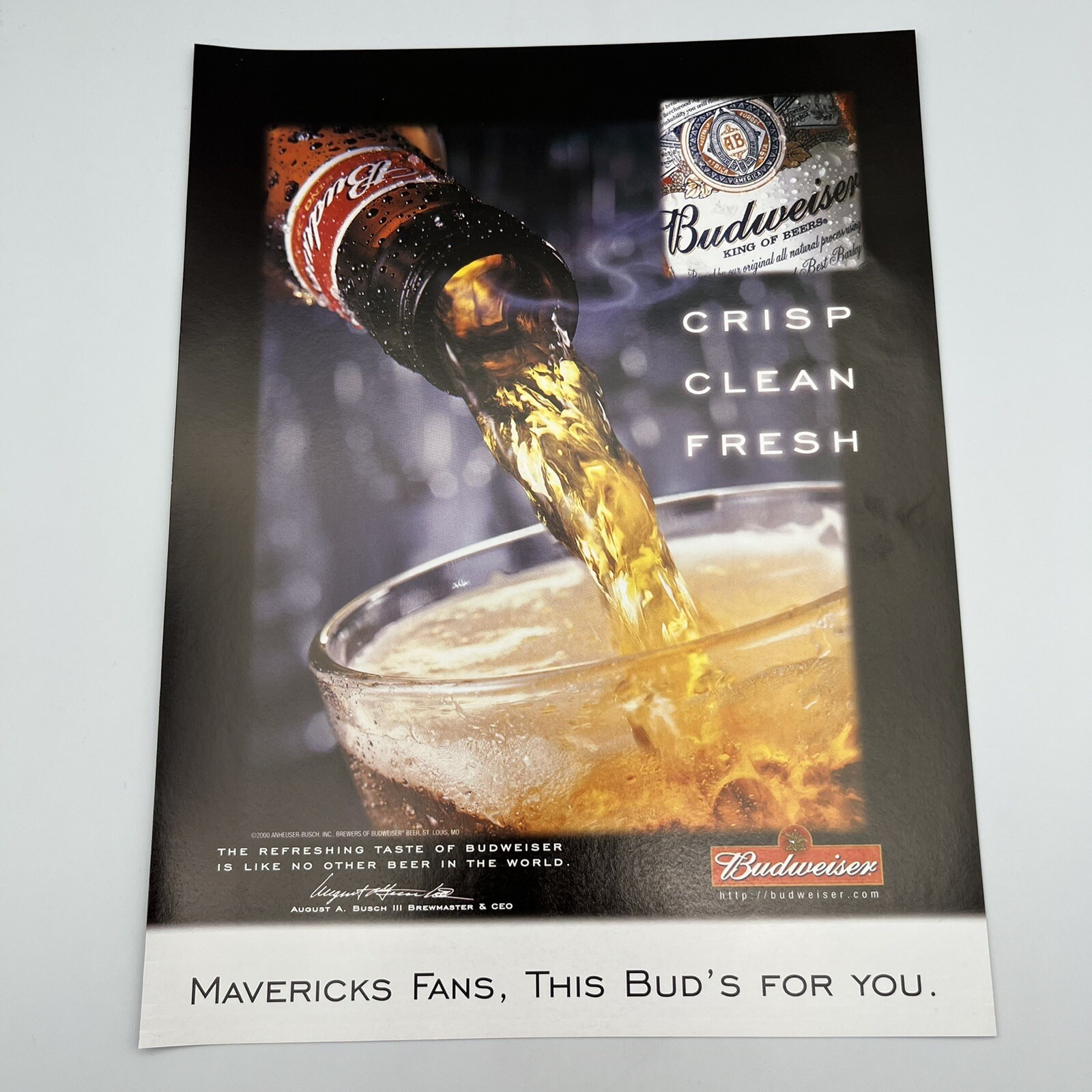 Budweiser + Dallas Mavericks 2001 Print Ad NBA Mavericks fans this Bud ...