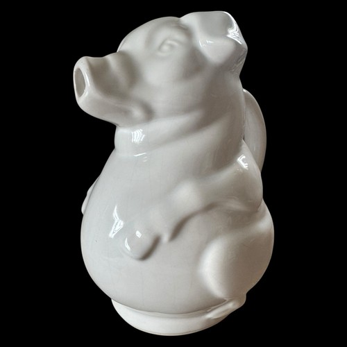 Vintage USA Pottery White 8.5” Pig Pitcher Hog Jug Farmhouse Country ...