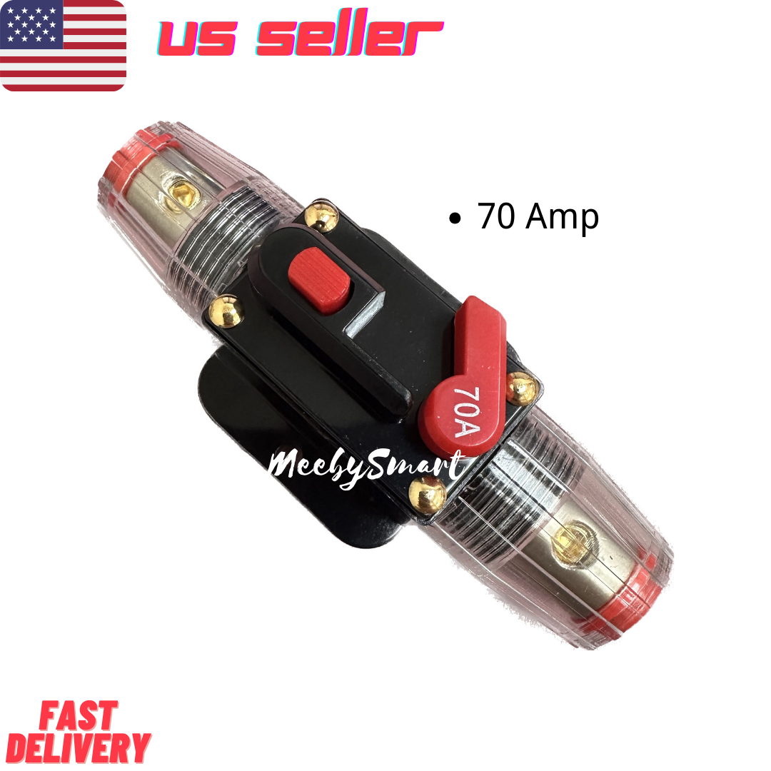 70 Amp In-Line DC Circuit Breaker Solar/Audio/Car/RV 70A/70AMP Fuse 12V ...