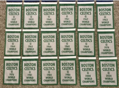Complete Set Boston Celtics NBA Champions 18 Banners/Flags Lot 4” x 6 ...