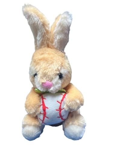 Dan Dee Plush Tan Easter Bunny Rabbit Plush Holding Baseball Stuffed ...