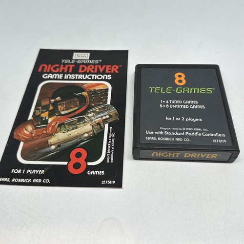 Night Driver Sears Tele-Games 8 (Atari 2600, 1980) CART And Manual ...