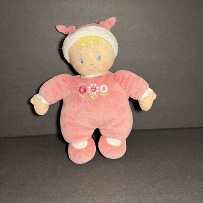 Carters Pink Soft Baby Doll 3 Flowers Knotted Hat Blonde Plush Stuffed ...