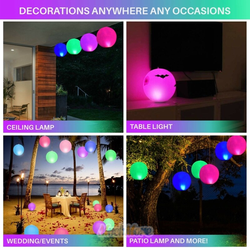 Solar LED Lights Inflatable 14" Floating Pool Waterproof Color Changing ...