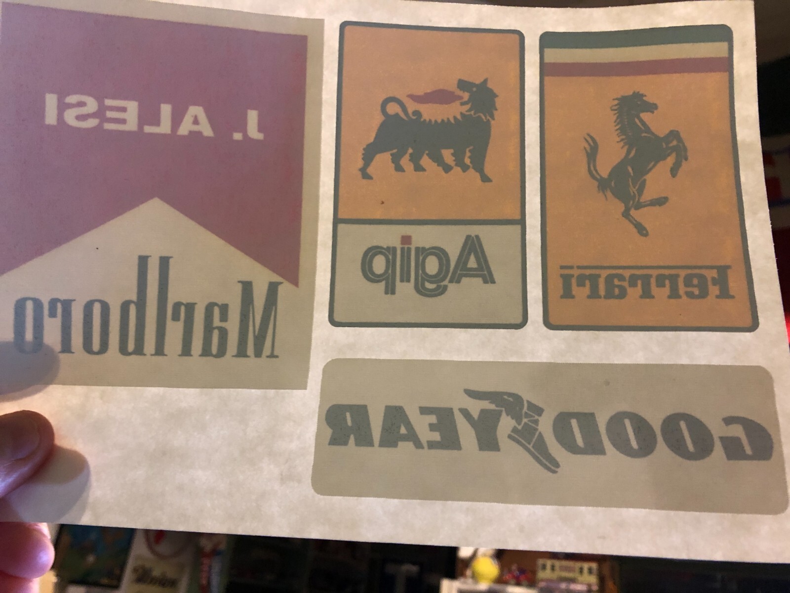 J. ALESI FERRARI AGIP GOOD YEAR Formula 1 patch stencil maglietta ...