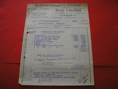 FACTURE a armée allemande 1943,LA MADELEINE,NORD,commande materiel ...