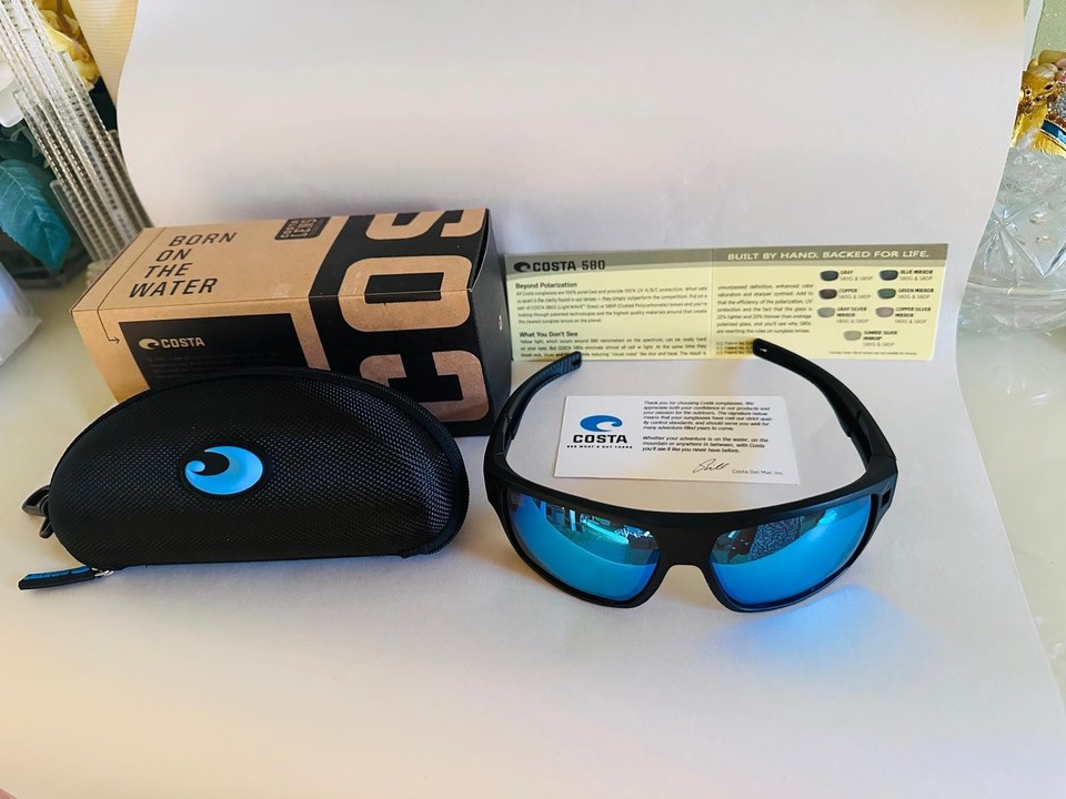 Costa Del Mar DIEGO Matte Black Frame/Blue Mirrored Polarized Lenses ...