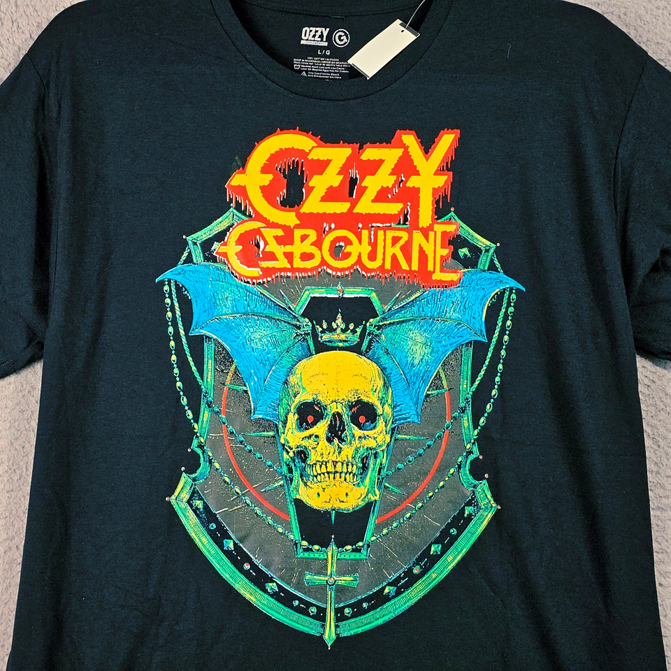Ozzy Osbourne Shirt Mens Large BLACK METAL Skull ROCK CONCERT CASUAL ...
