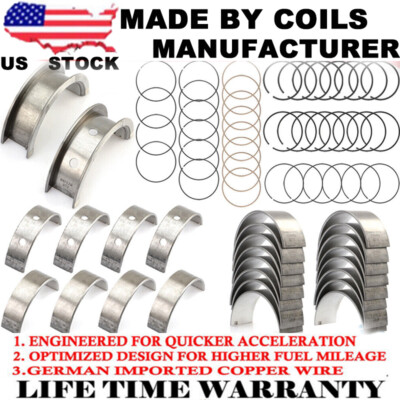 Main & Rods Bearings w/ Piston Rings For Chevrolet LQ9 LQ4 Gen III IV ...