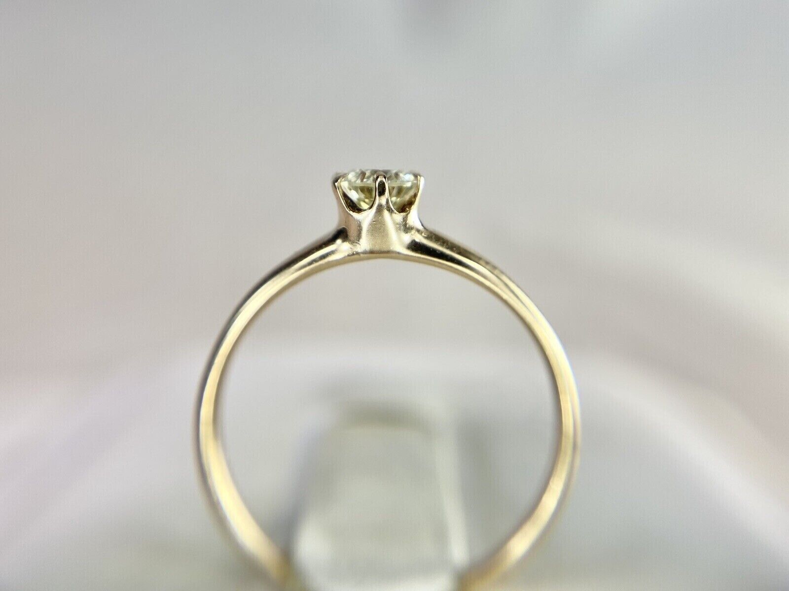 14k Gold Finish Round Cut 1 Ct Simulated Diamond Small Solitaire ...