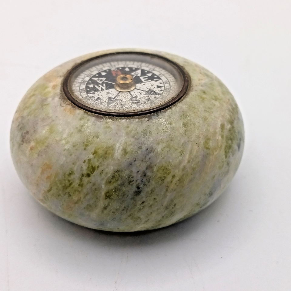 Vintage Polished Green Stone Compass Paperweight | eBay UK